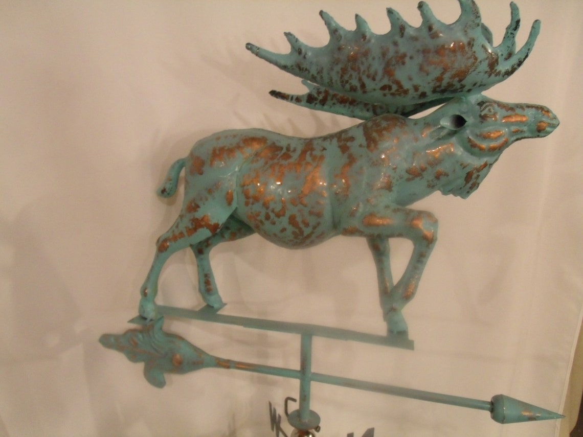 X-LARGE Handcrafted 3 Dimensional MOOSE Weathervane Copper Patina ...