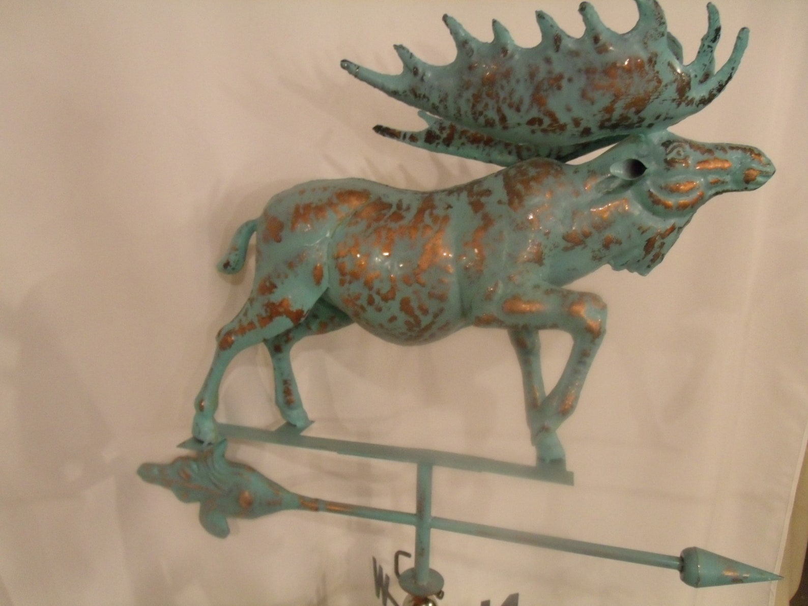 X-LARGE Handcrafted 3 Dimensional MOOSE Weathervane Copper Patina ...