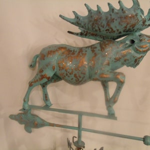 X-LARGE Handcrafted 3 Dimensional MOOSE Weathervane Copper Patina ...