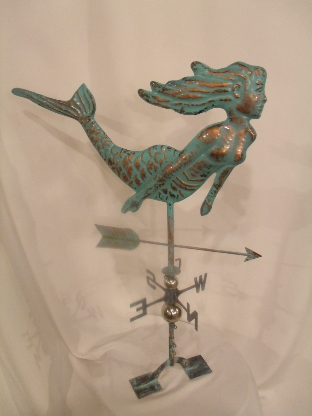 LARGE HUGH Handcrafted 3dimensional Mermaid Weathervane Copper Patina ...