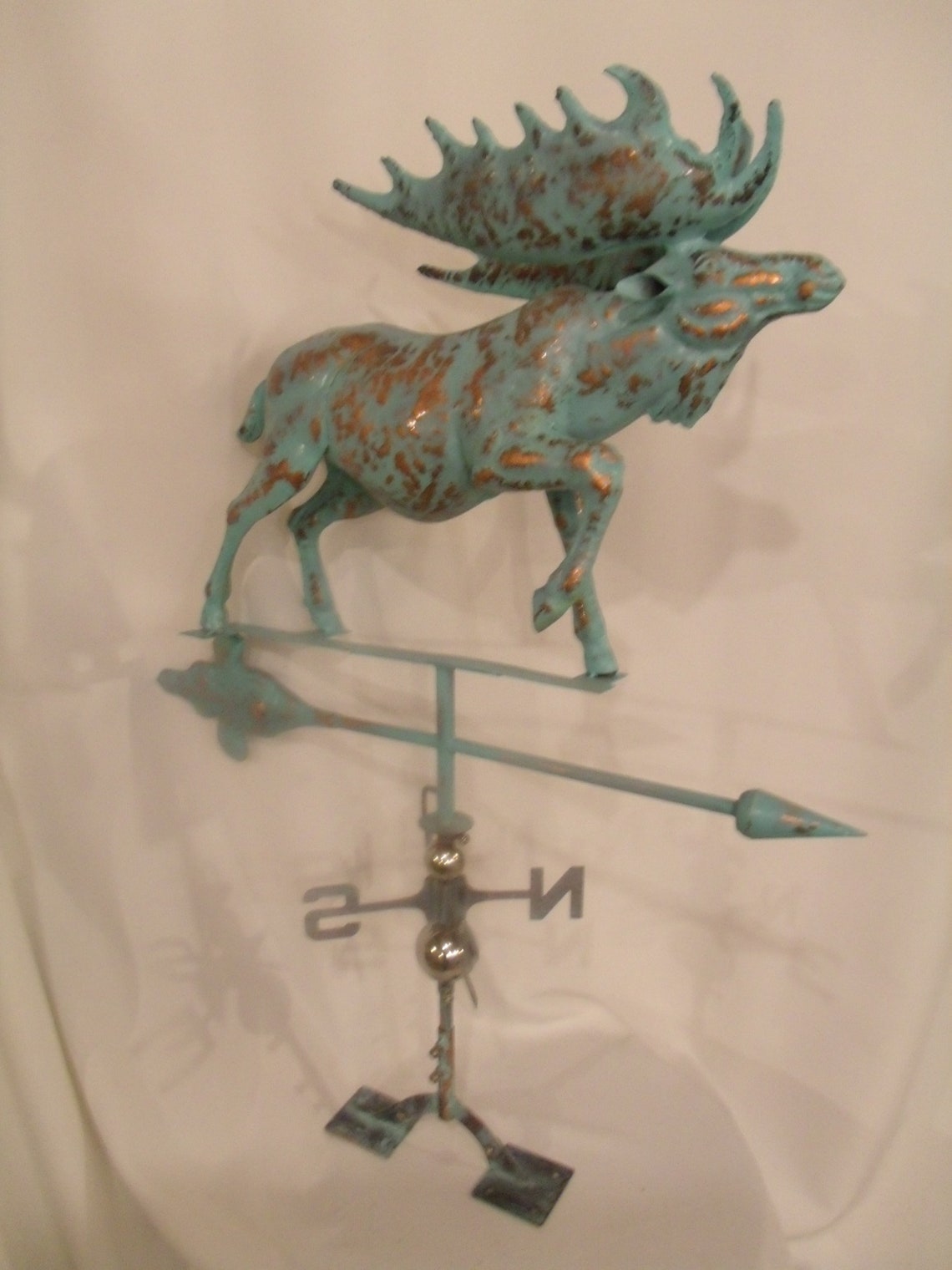 X-LARGE Handcrafted 3 Dimensional MOOSE Weathervane Copper Patina ...