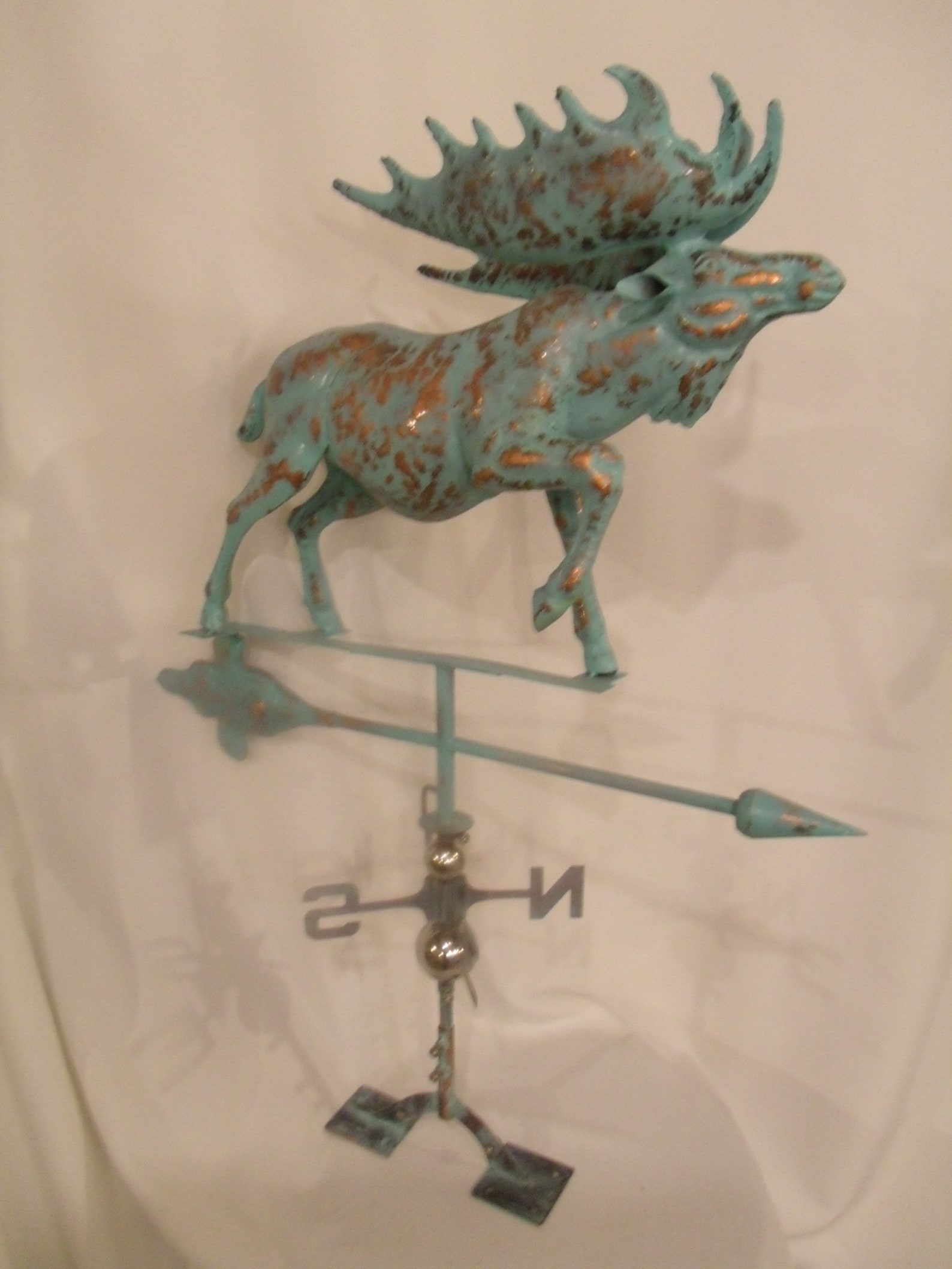 X-LARGE Handcrafted 3 Dimensional MOOSE Weathervane Copper Patina ...