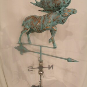 X-LARGE Handcrafted 3 Dimensional MOOSE Weathervane Copper Patina ...
