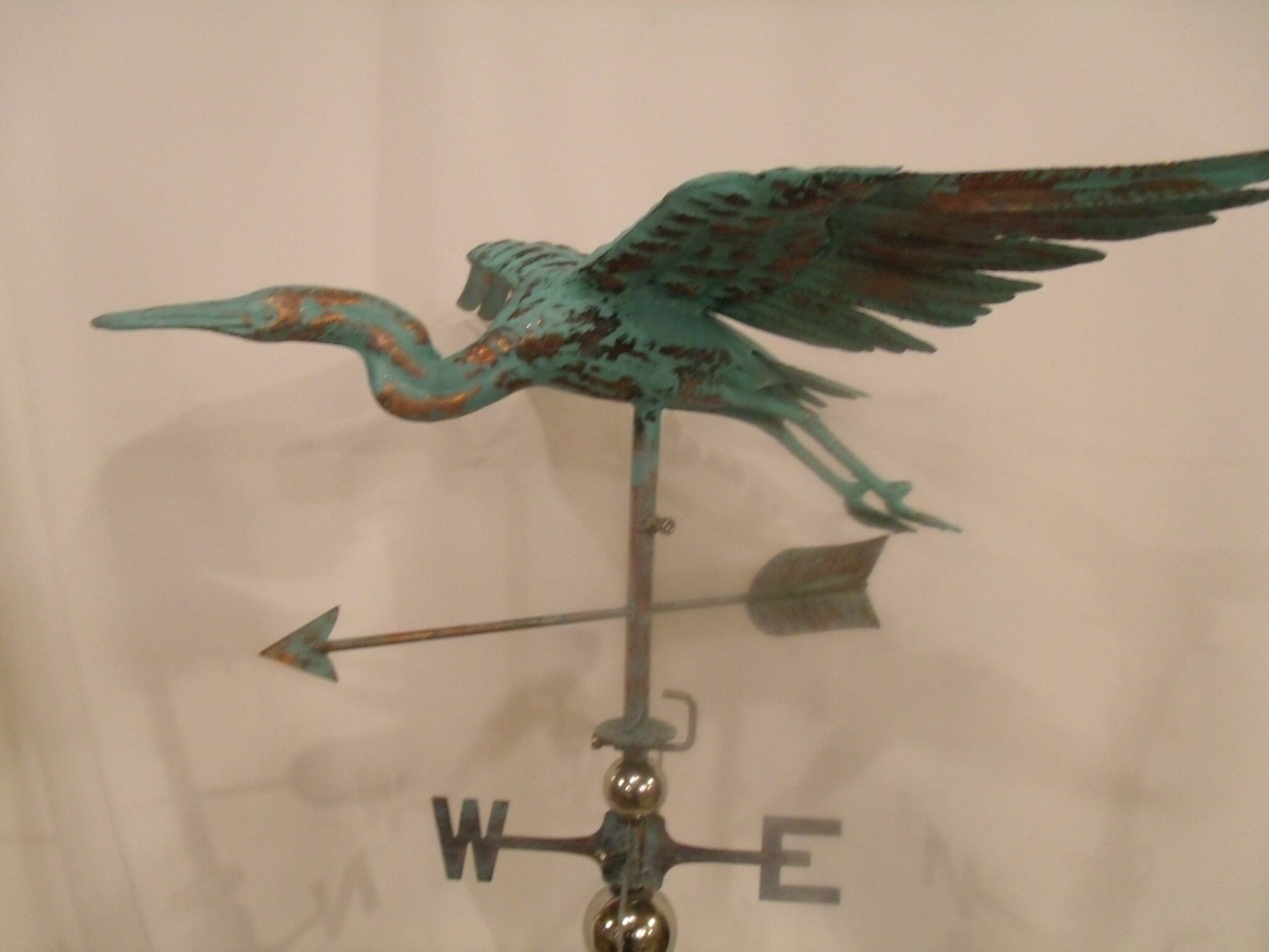 LARGE Handcrafted 3D 3-dimensional CRANE --- HERON Weathervane Copper ...