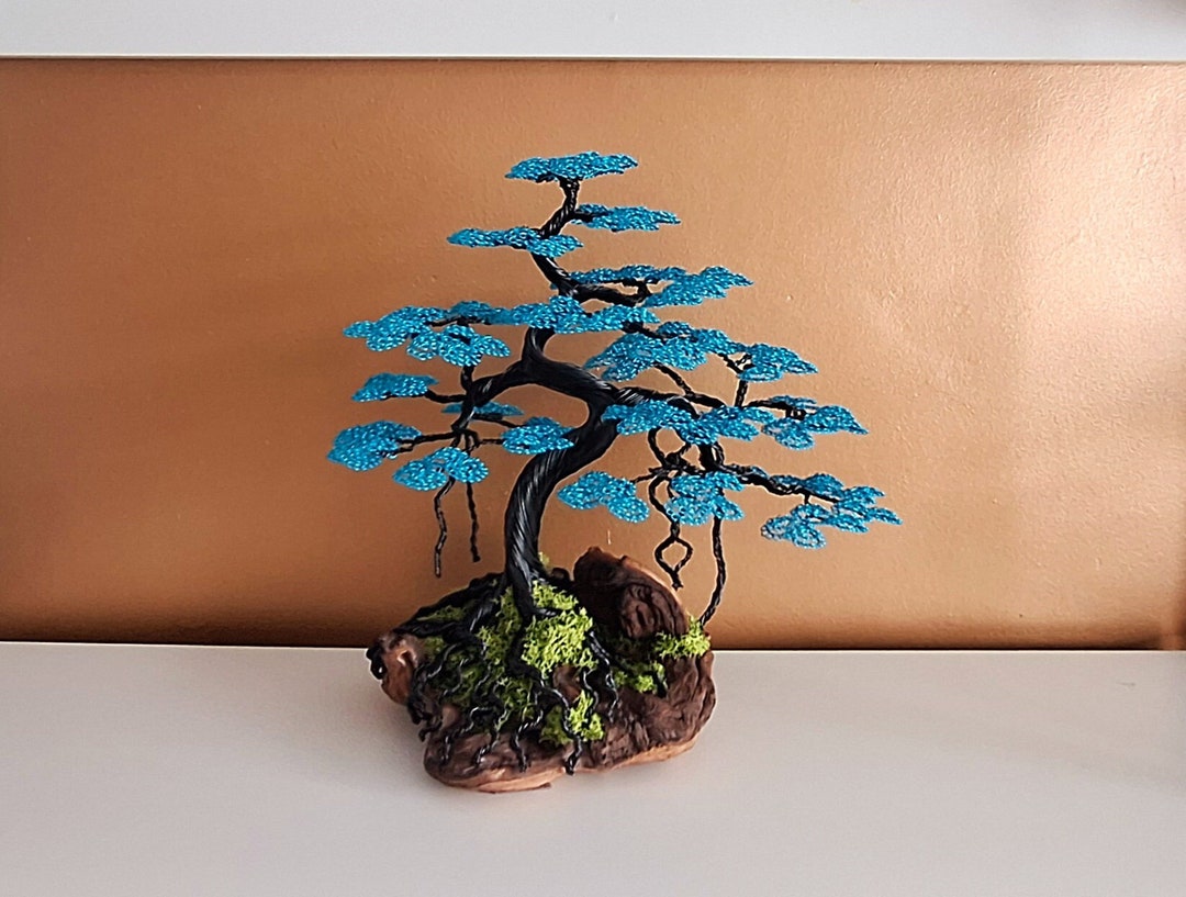 Large Wire Bonsai Tree Sculpture Attached to Wood. Tree Ornament. - Etsy