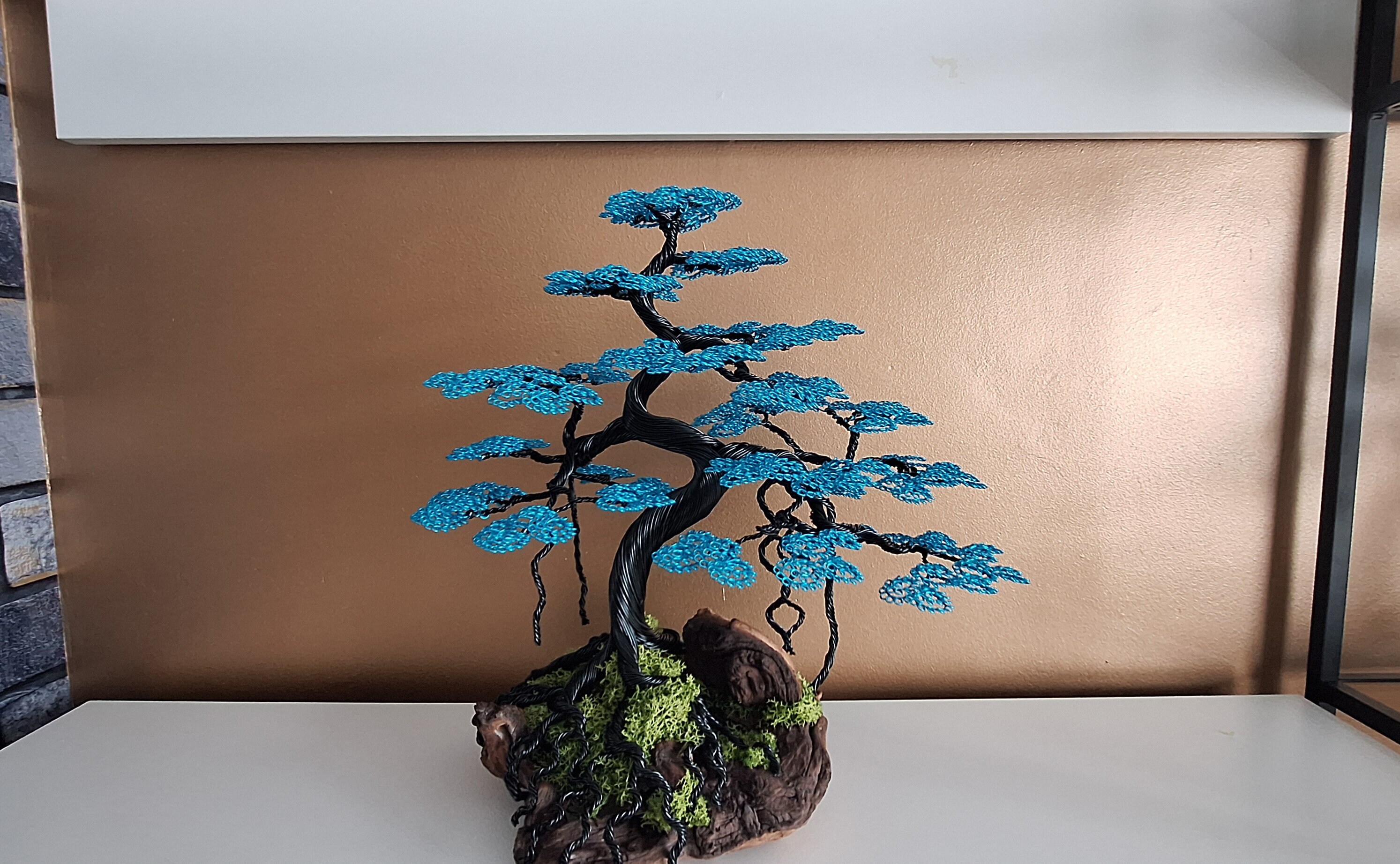 Large Wire Bonsai Tree Sculpture Attached to Wood. Tree Ornament. - Etsy