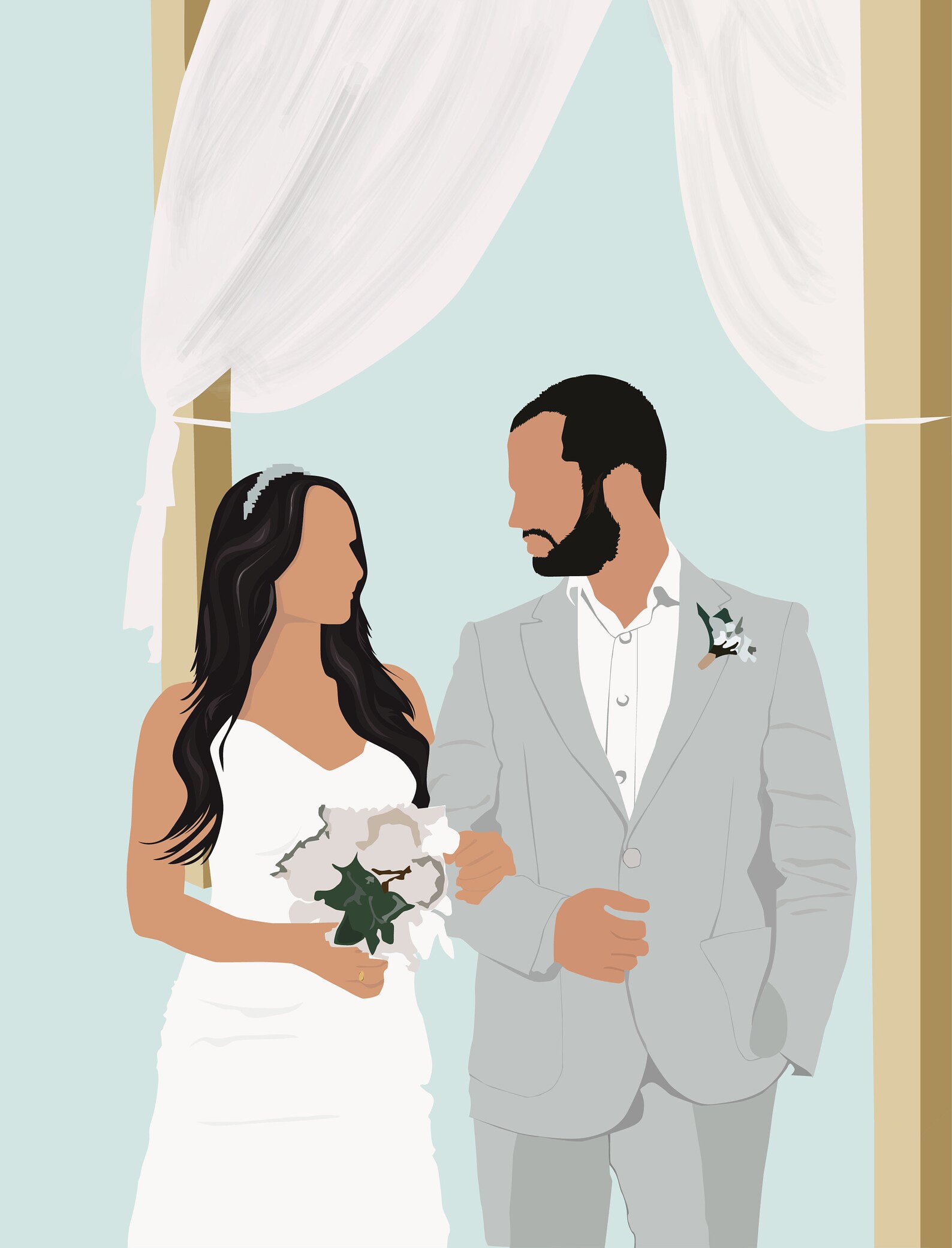 Wedding Gift Custom Wedding Portrait Wedding Illustration - Etsy