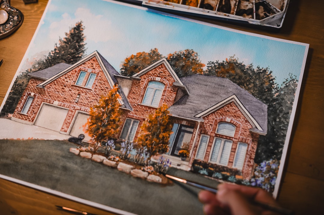 Hand Painted Watercolor House Portrait: Custom Home Painting From Photo ...