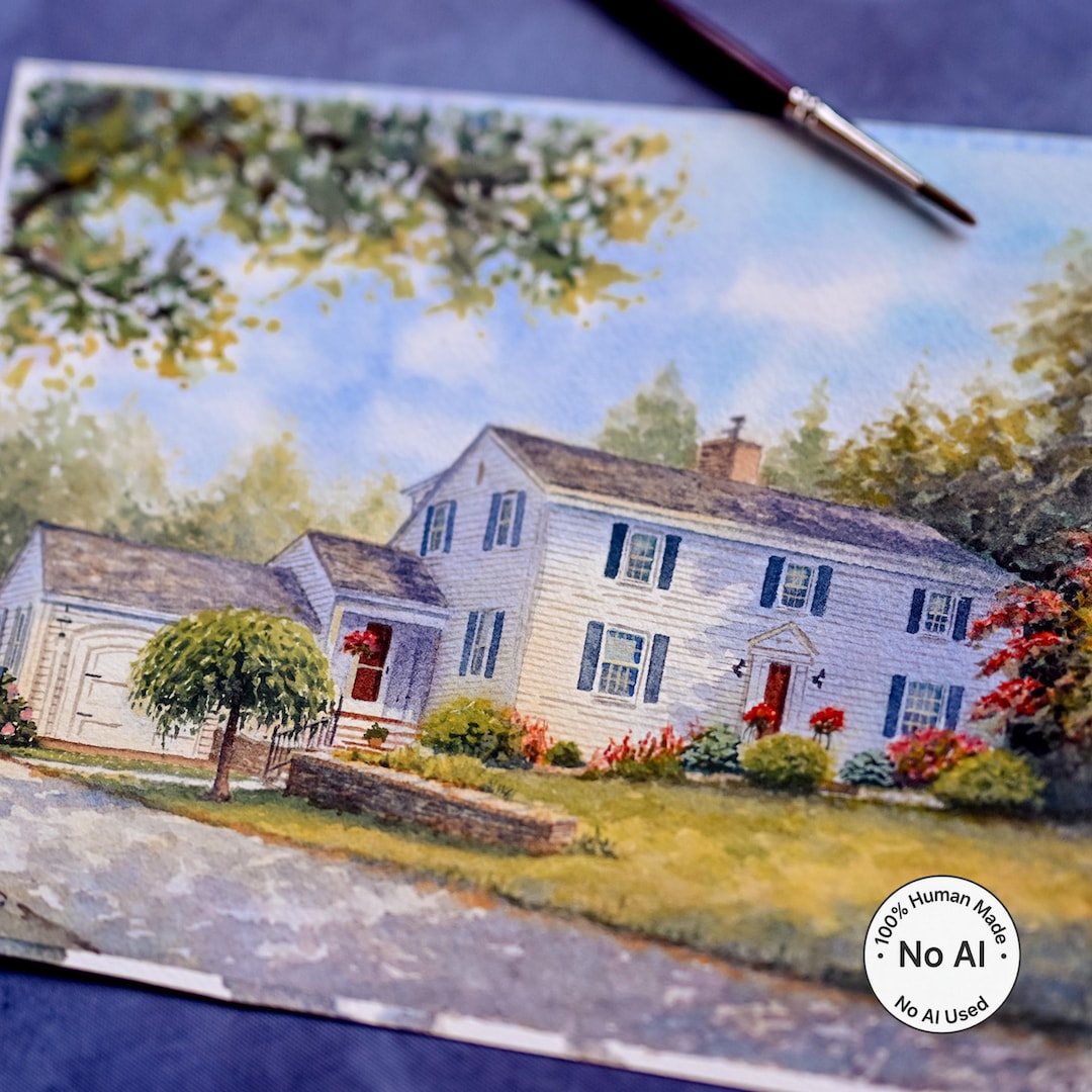 Custom House Portrait From Photo — Hand-painted Watercolor (no AI) - Etsy