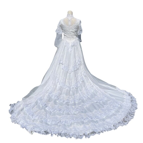 80's Dreamie Lace Train Fairy Princess Wedding Dress … - Gem