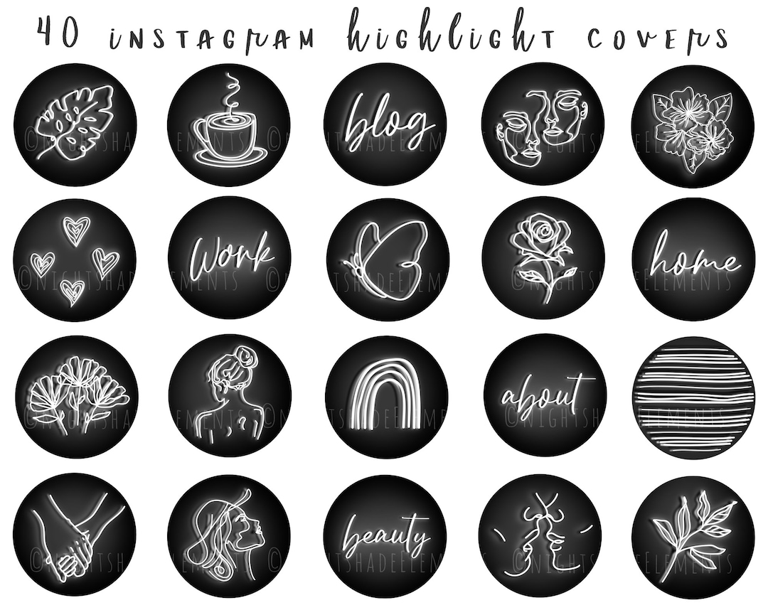 40 White Neon Instagram Highlight Cover Icons Boho Highlight Covers ...