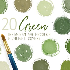 Green Instagram Highlight Covers 20 Green Paint Stroke Icons Painted ...