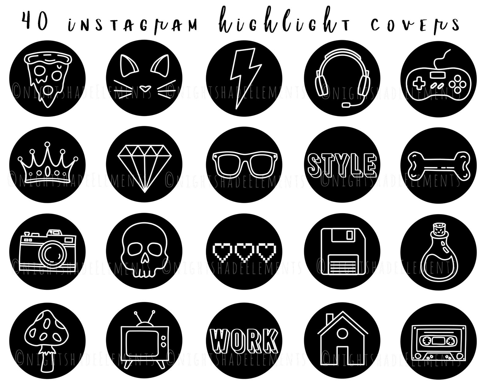 40 Line Art Instagram Highlight Cover Icons Streamer Highlight | Etsy