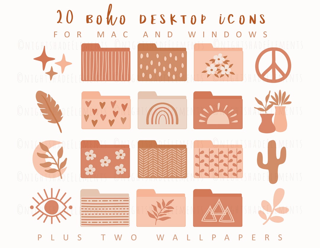 Boho Desktop Icons Desktop Folder Icons Mac Folder Icons Windows Folder ...