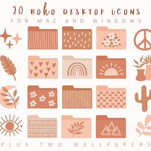 Boho Desktop Icons Desktop Folder Icons Mac Folder Icons Windows Folder ...