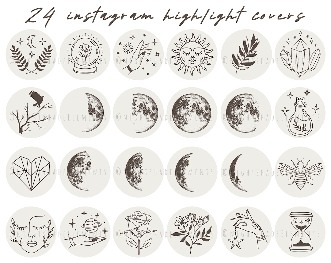 24 Celestial Instagram Highlight Cover Icons Moon Phases Highlight ...
