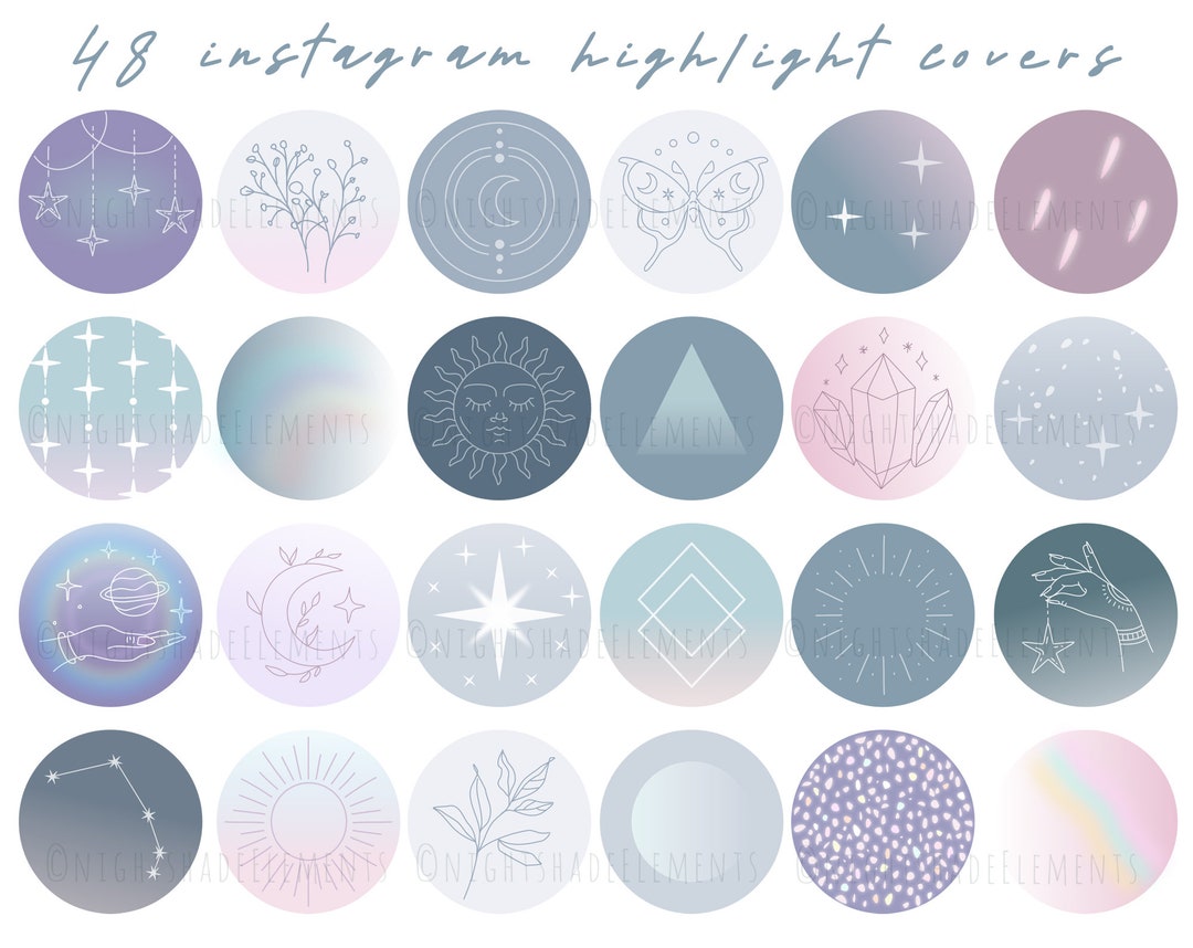 48 Celestial Instagram Highlight Cover Icons Galaxy Lunar Moon ...