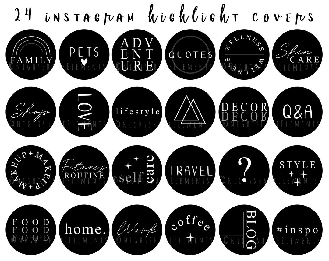24 Typographic Instagram Highlight Cover Icons Words Highlight Covers ...