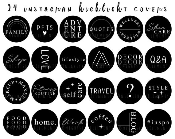 24 Typographic Instagram Highlight Cover Icons Words Highlight - Etsy