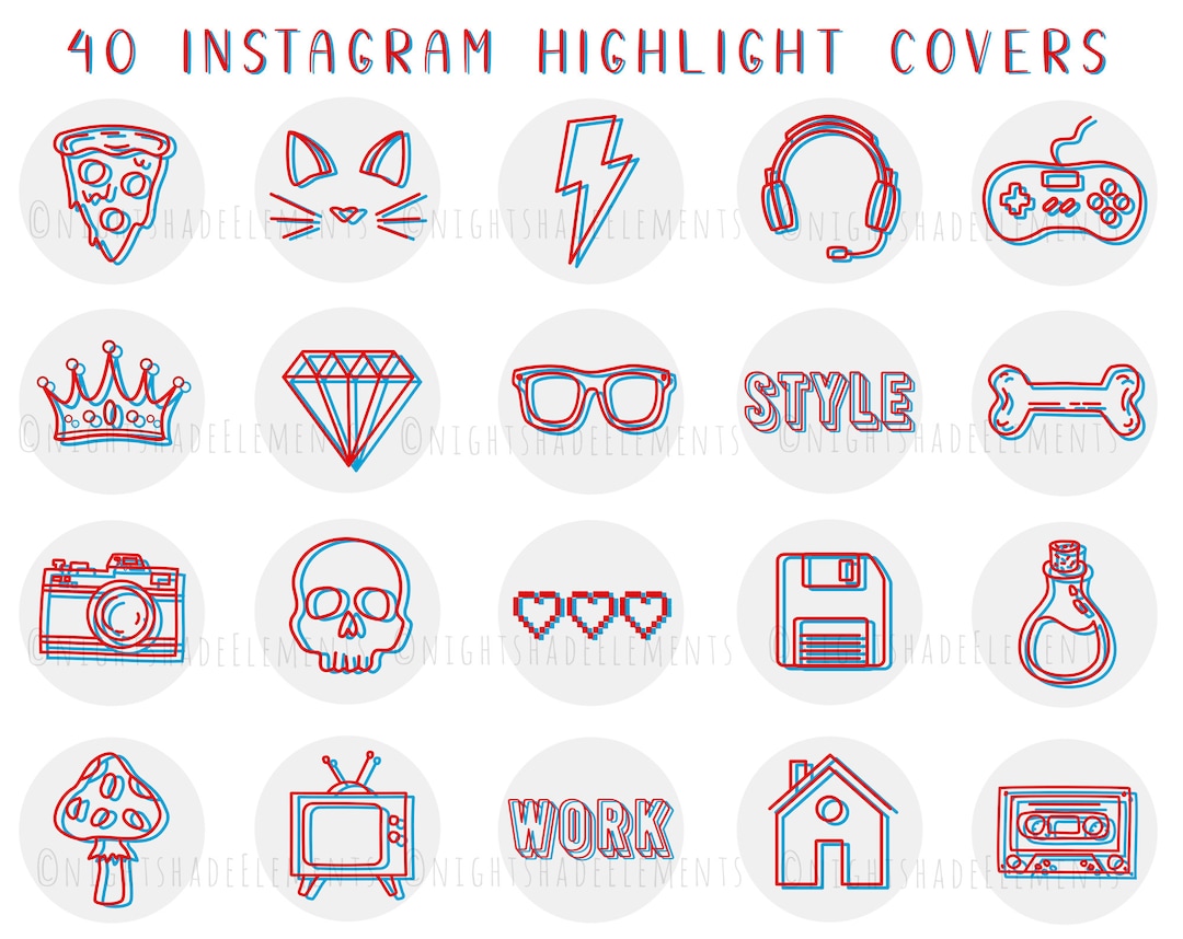 3D Instagram Highlight Cover Icons 40 Gamer Highlight Covers Blue Neon ...