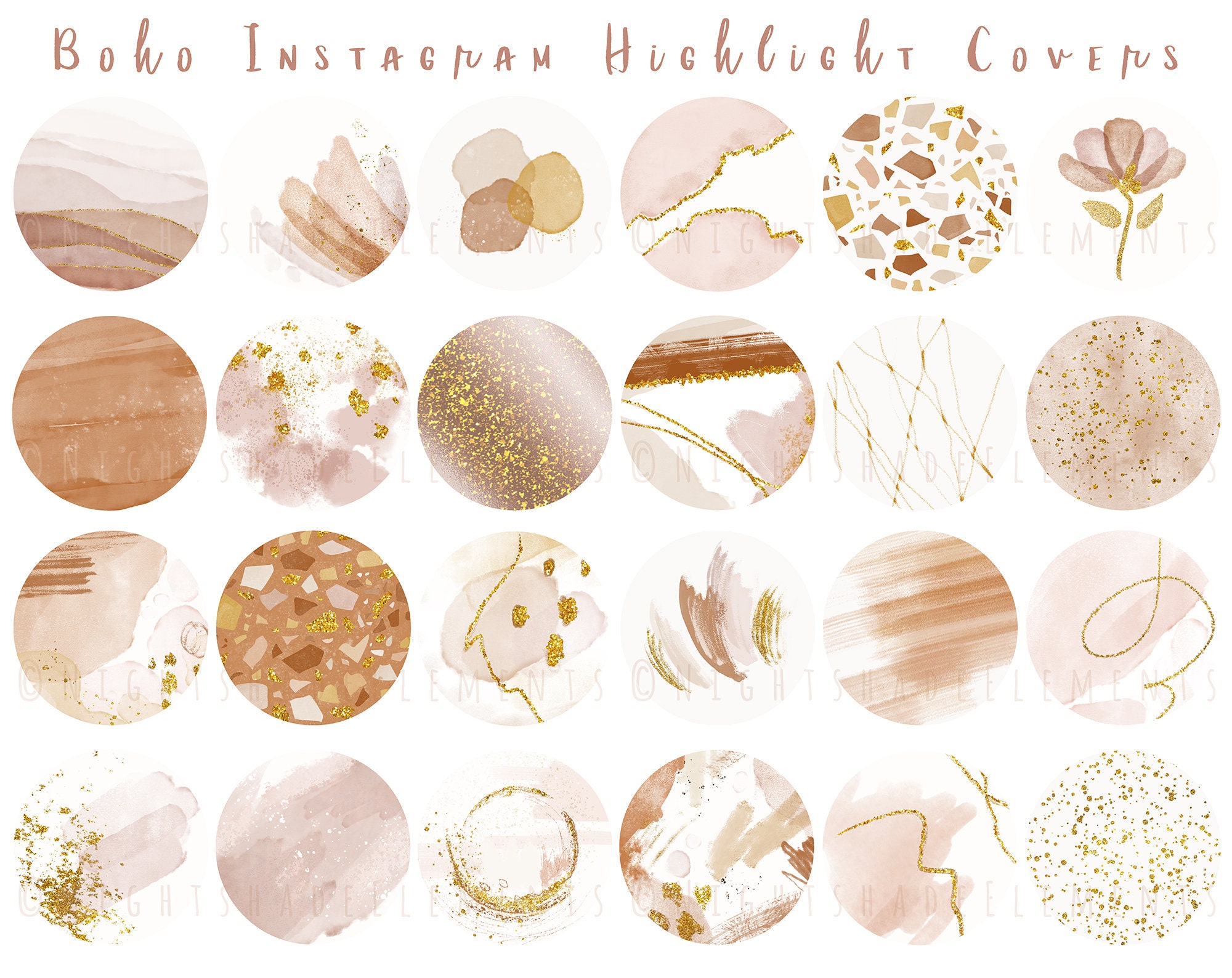24 Boho Instagram Highlight Cover Icons Glitter Highlight Covers Brown ...