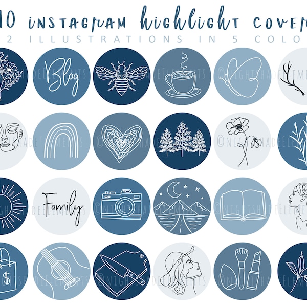 Blue Instagram Icons - Etsy