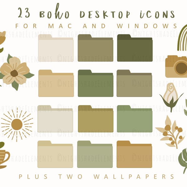Green Desktop Icons - Etsy