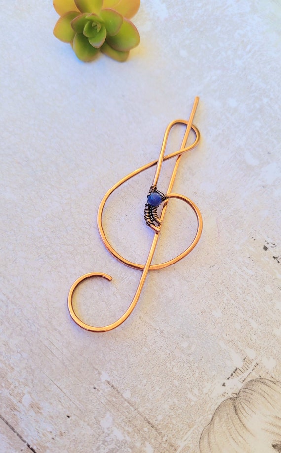 Treble Clef Pure Copper Wire Scarf Pin | Etsy