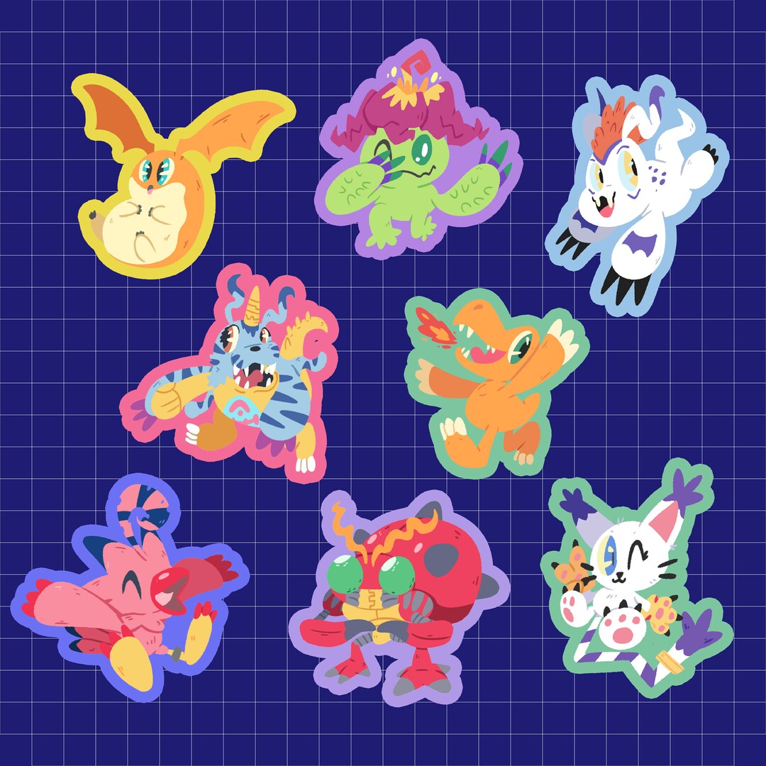 Digimon Adventure Sticker Pack - 8 Pack - Agumon, Birthday Gift, Gamer ...