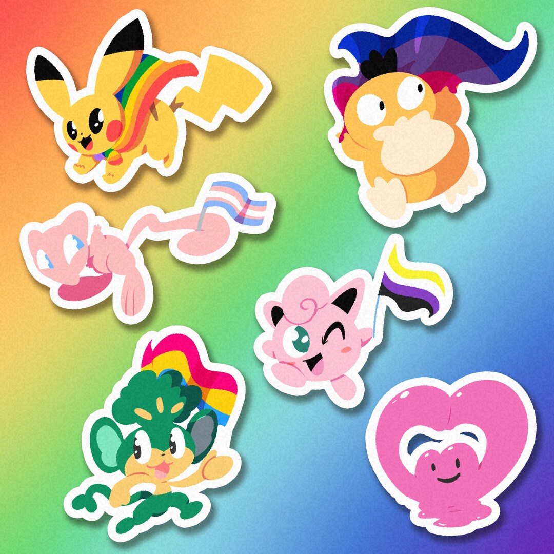 Poke Pride Stickers 6 Pack Pokemon Sticker Waterproof High Quality ...
