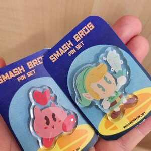 Smash Bros Pins Acrylic Pins, Pin Set, Mario, Fox, Link, Kirby, Metroid ...