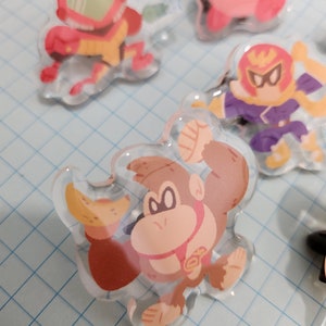 Smash Bros Pins Acrylic Pins, Pin Set, Mario, Fox, Link, Kirby, Metroid ...