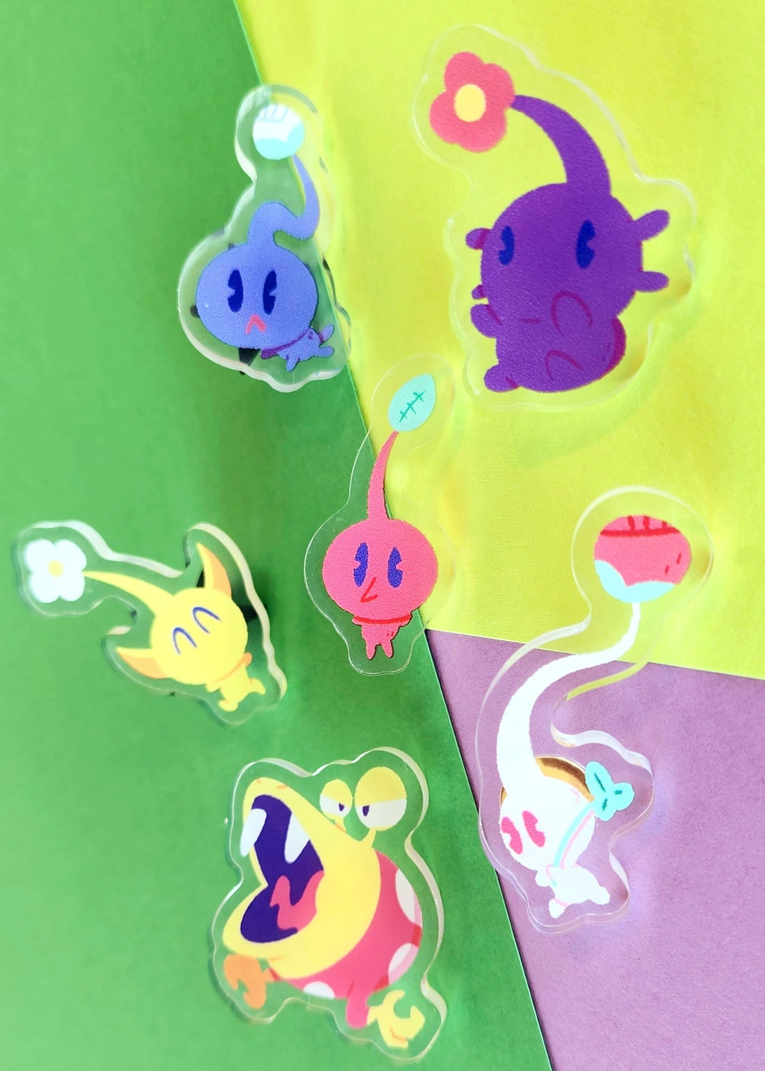Pikmin Acrylic Pin Set Set of 6, Pikmin 4, Cute Characters, Nintendo ...