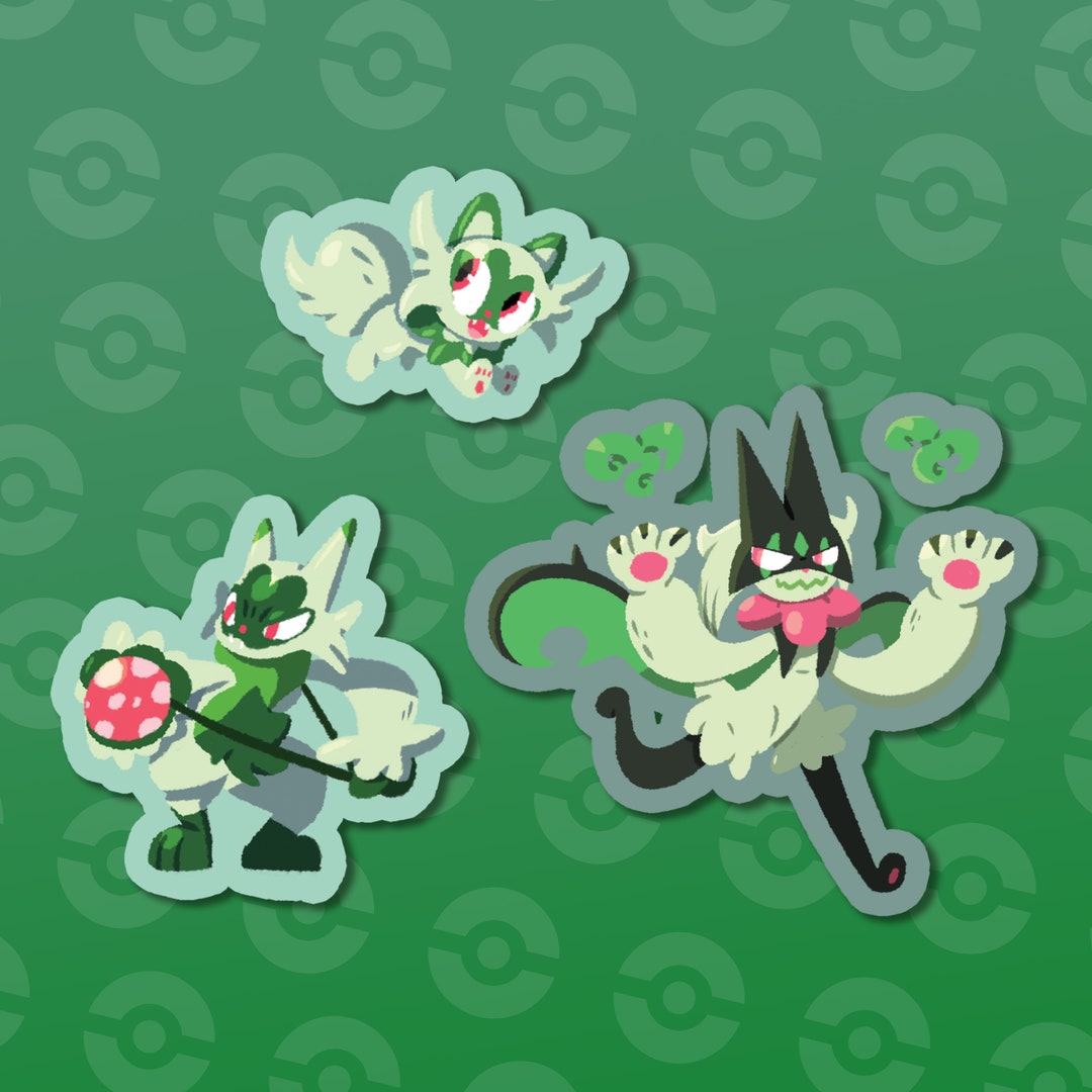 Sprigatito Line Sticker Pack 3 Pack Pokemon Stickers Nintendo Pokemon ...