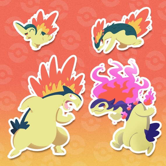 Cyndaquil Line Sticker Pack 4 Pack Pokemon Sticker | Etsy