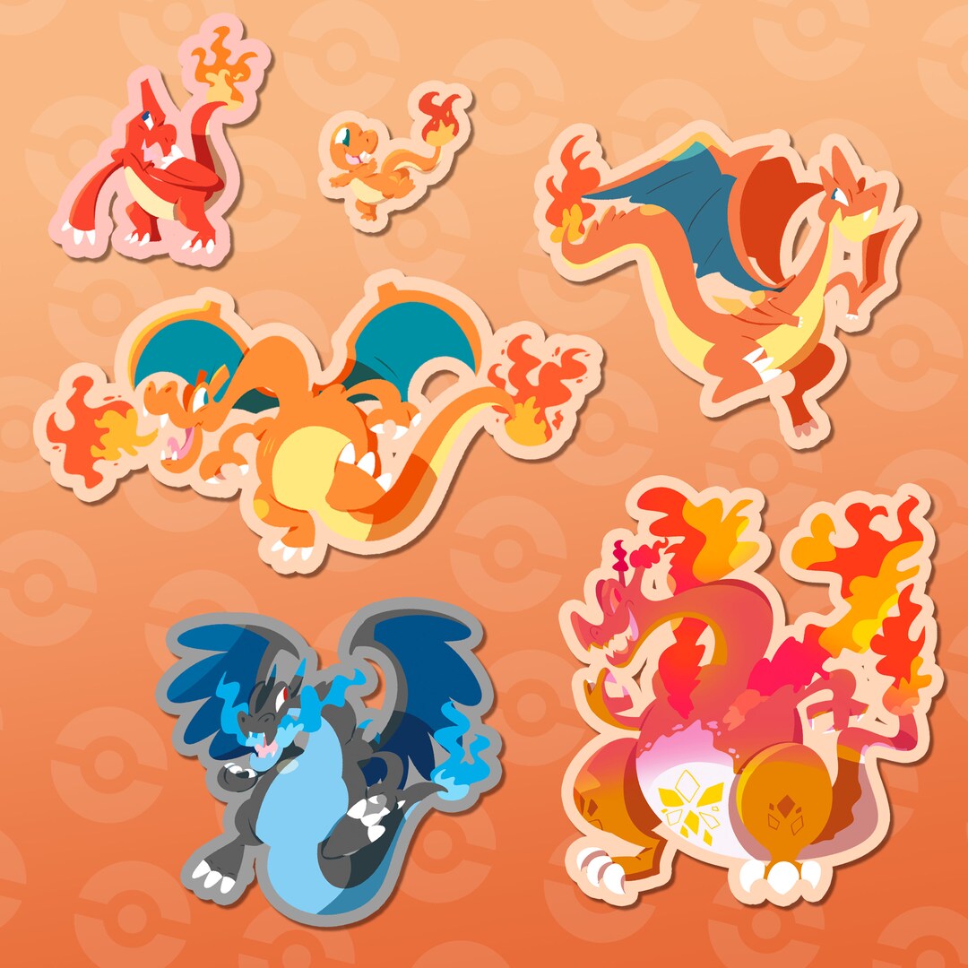Charmander Line Sticker Pack 6 Pack Pokemon Stickers Nintendo Pokemon ...