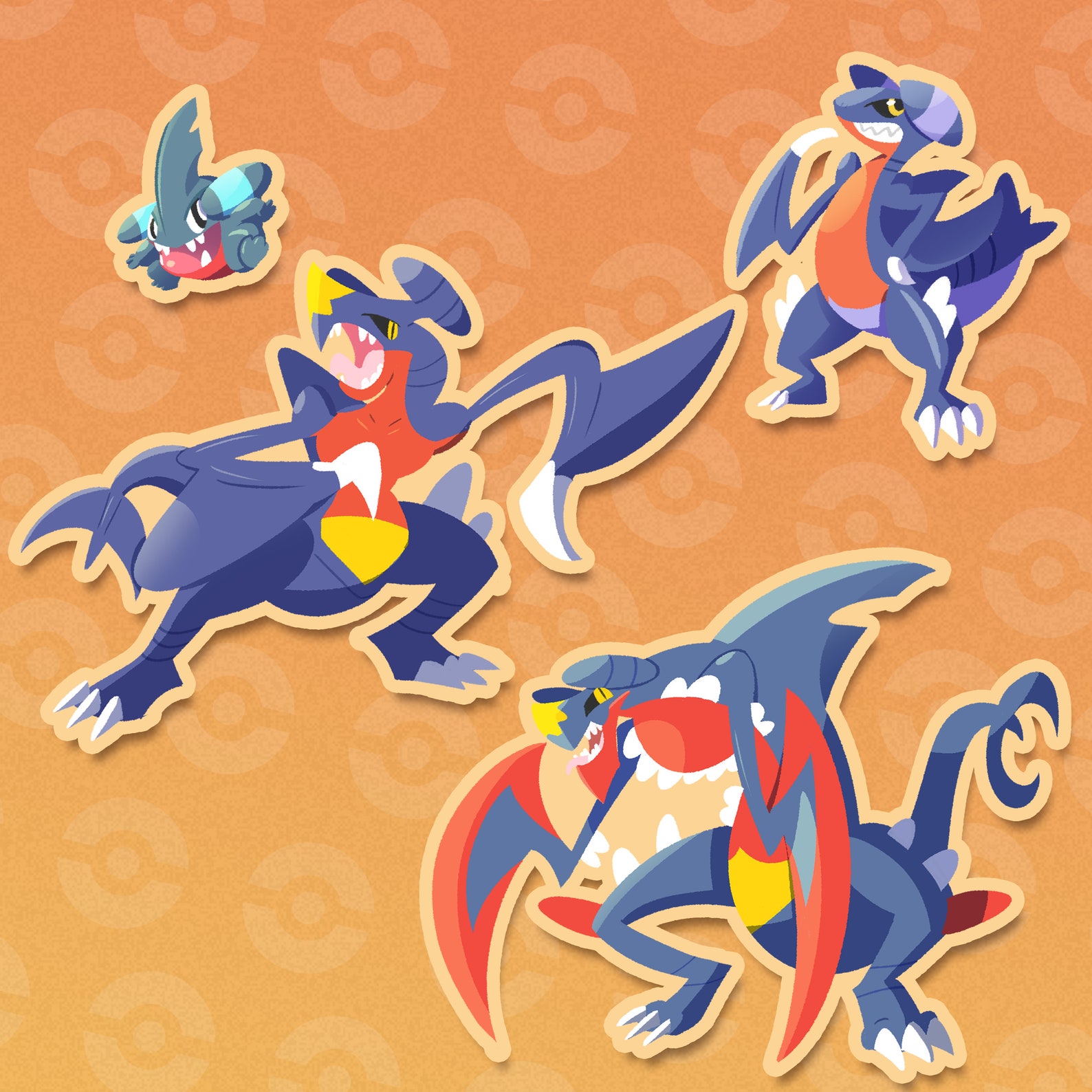 Garchomp Line Sticker Pack Pokemon Sticker High Quality - Etsy