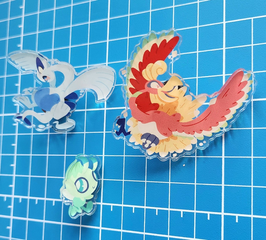 Poke Pals Pins Johto Acrylic Pins, Great Gift, Ho-oh, Lugia, Celebi ...