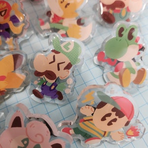 Smash Bros Pins Acrylic Pins, Pin Set, Mario, Fox, Link, Kirby, Metroid ...