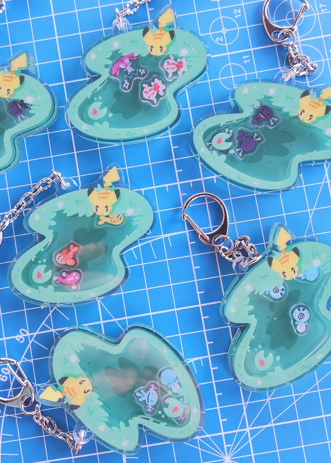 Poke Pond Shaker Charm Acrylic Charm, Poke Fanart, Gamer Merch, Gamer ...