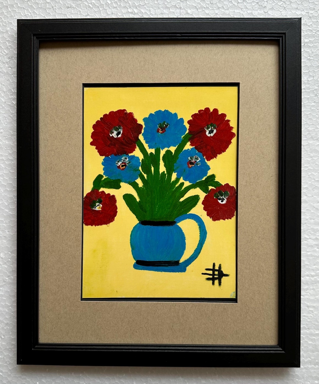 Clementine Hunter " Flowers in a Jug " Professionally Framed & Matted ...