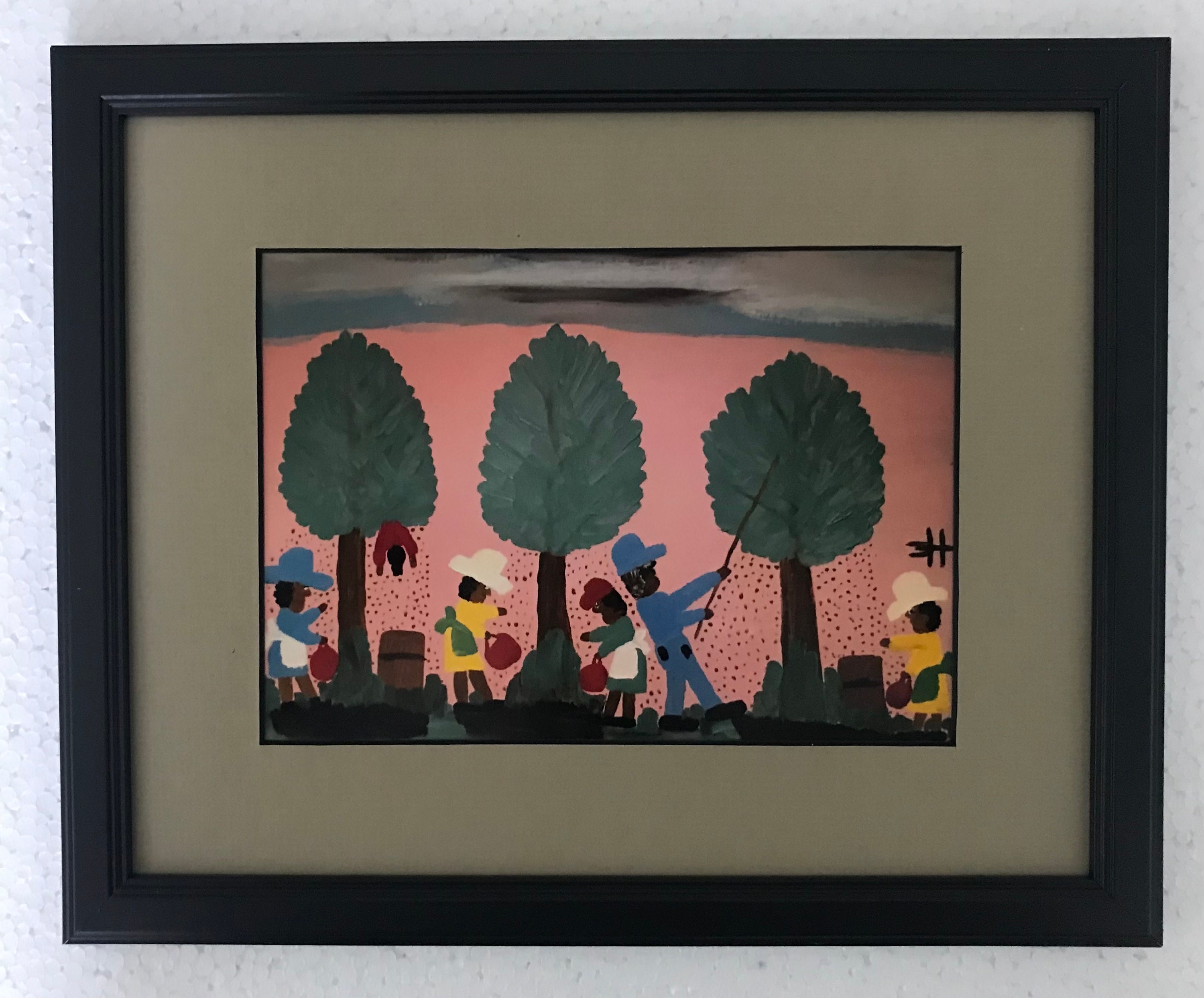 Clementine Hunter Pecan Picking Professionally Framed & Matted African ...
