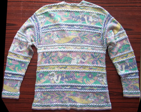 80s MISSONI Mermaid Fish Sea Ocean Pattern Sweater Ca… - Gem