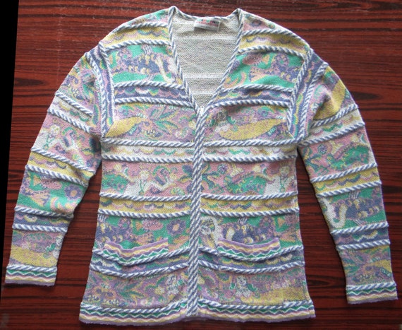 80s MISSONI Mermaid Fish Sea Ocean Pattern Sweater Ca… - Gem