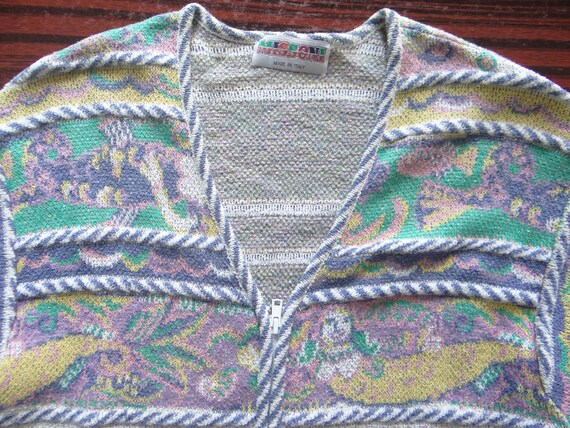 80s MISSONI Mermaid Fish Sea Ocean Pattern Sweater Ca… - Gem