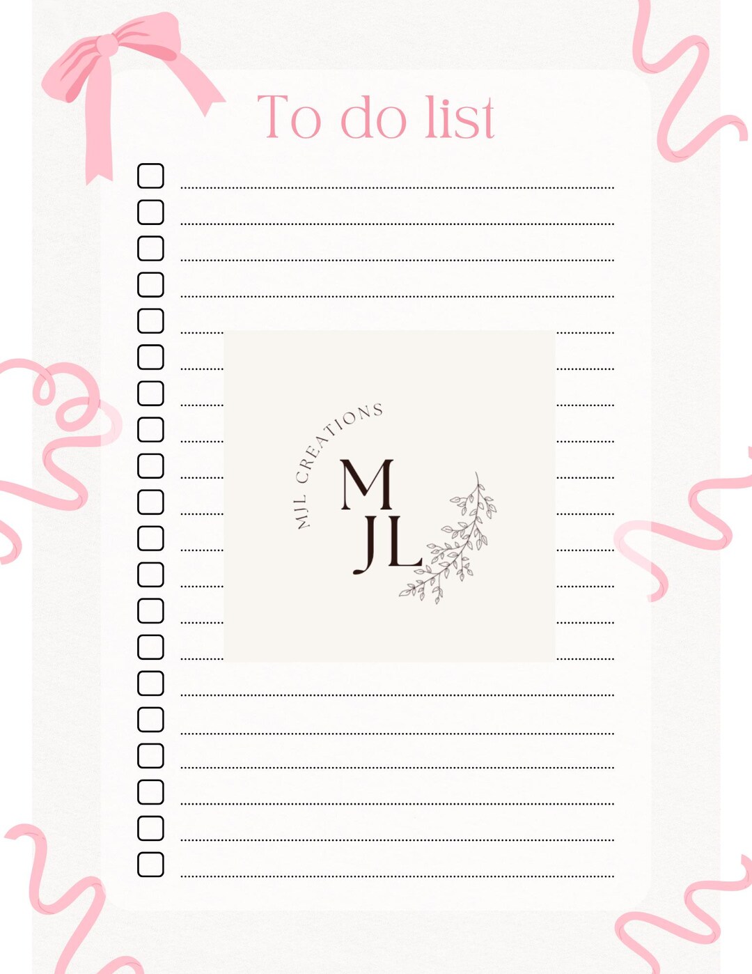 Digital Download Pink Bow To-do List - Etsy