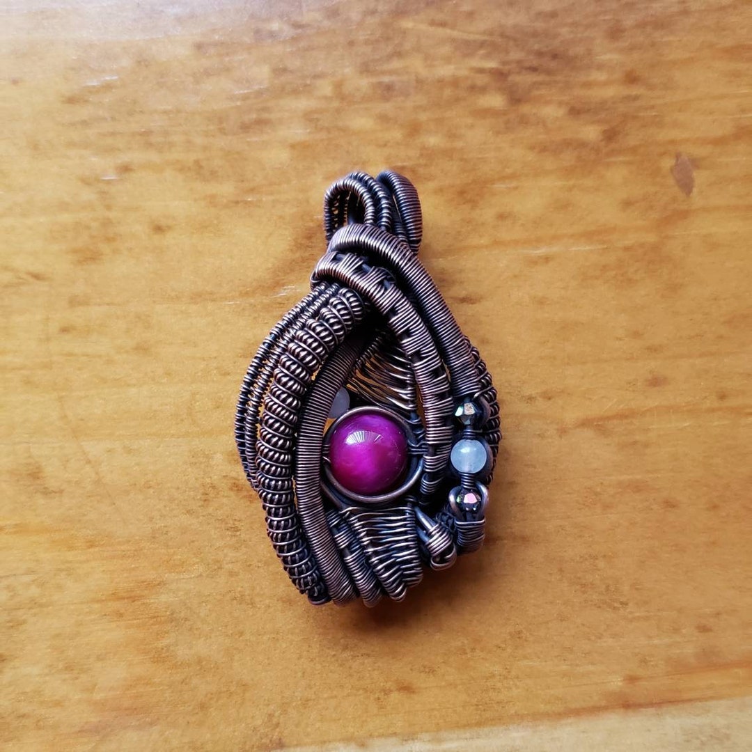 Heady Wrap, Copper, Wire Weave, Wire Wrap, Tigers Eye, Gemstone, Jade ...