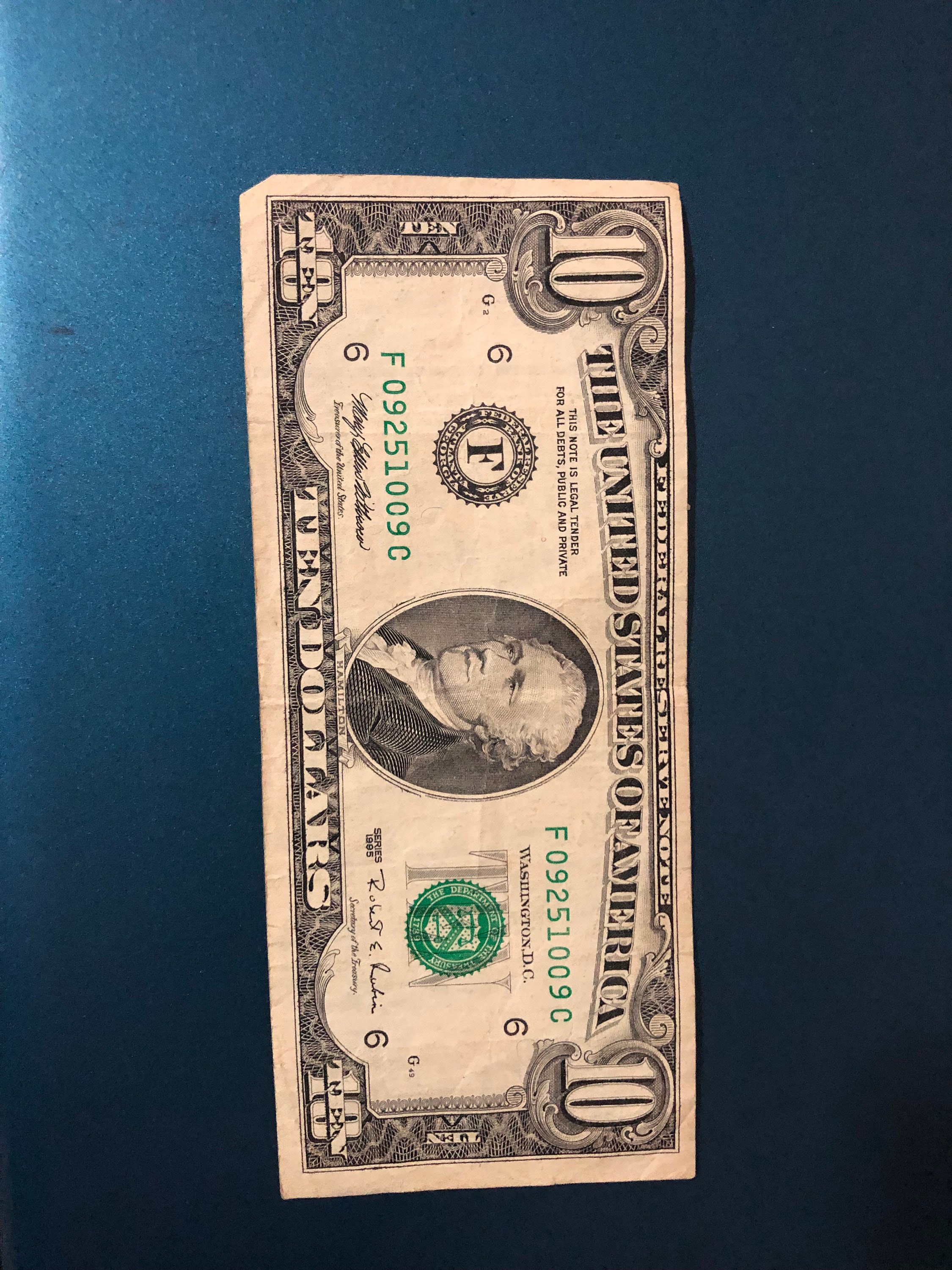 Vintage Ten Dollar Bill 1995 - Etsy
