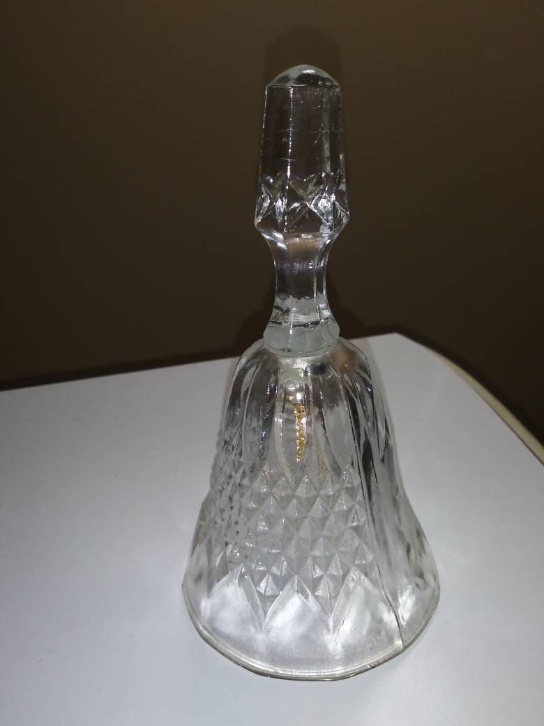 Vintage Crystal Glass Bell - Etsy