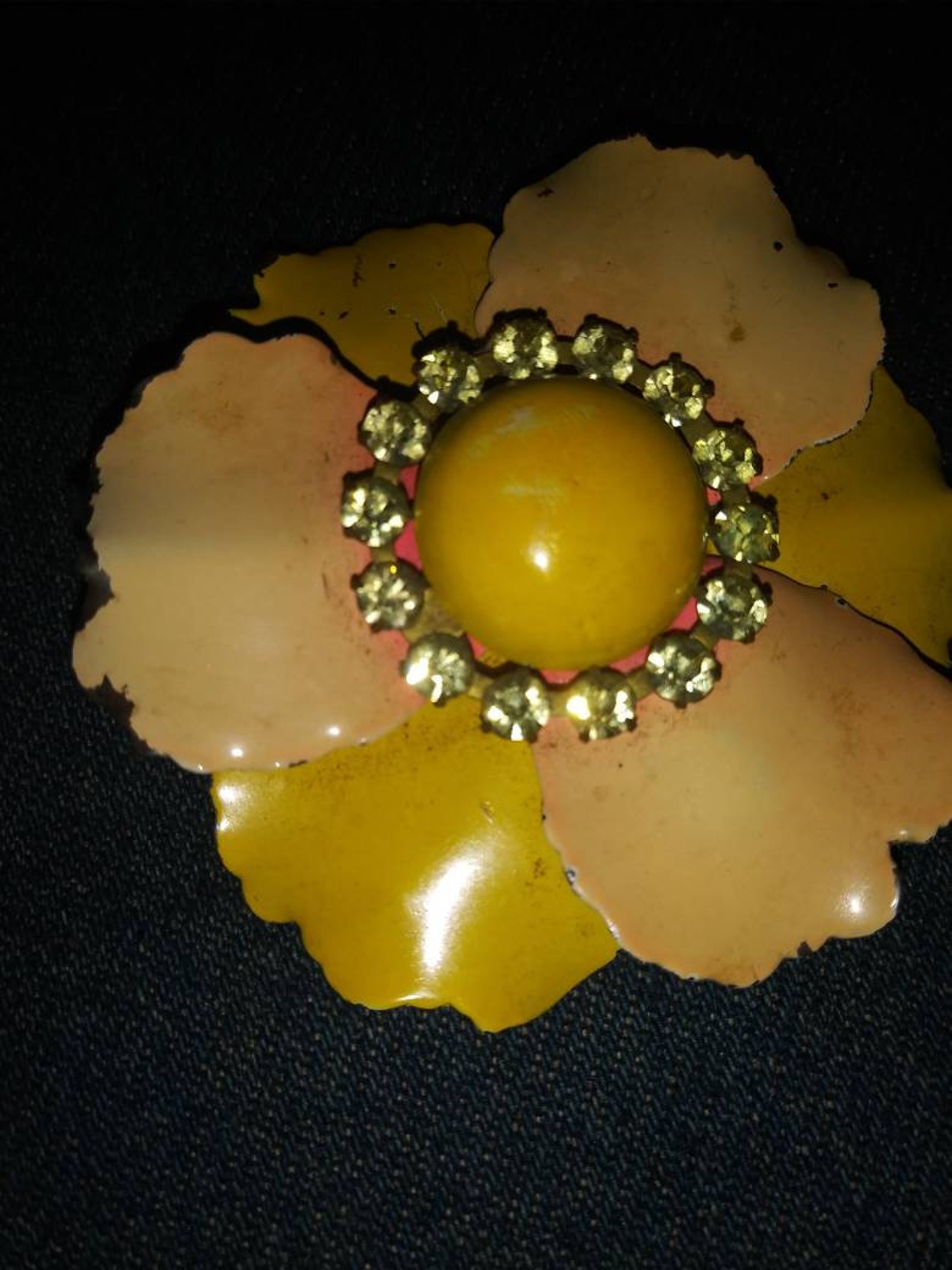 Vintage Yellow Flower Brooch - Etsy
